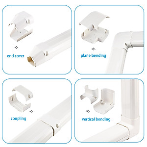 GUYAAC Mini Split Line Set Cover, Air Conditioner Decorative PVC Line Cover Kit, Suitable for Heat Pumps, 3-Inch W, 15Ft L