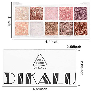 AMY'S DIARY White Glitter Purple Gold Pink Brown Shimmer Eye Eyeshadow Make Up Palette Pallet,10 Colors Glitter Shimmer Eye shadow Palette Makeup for Girl