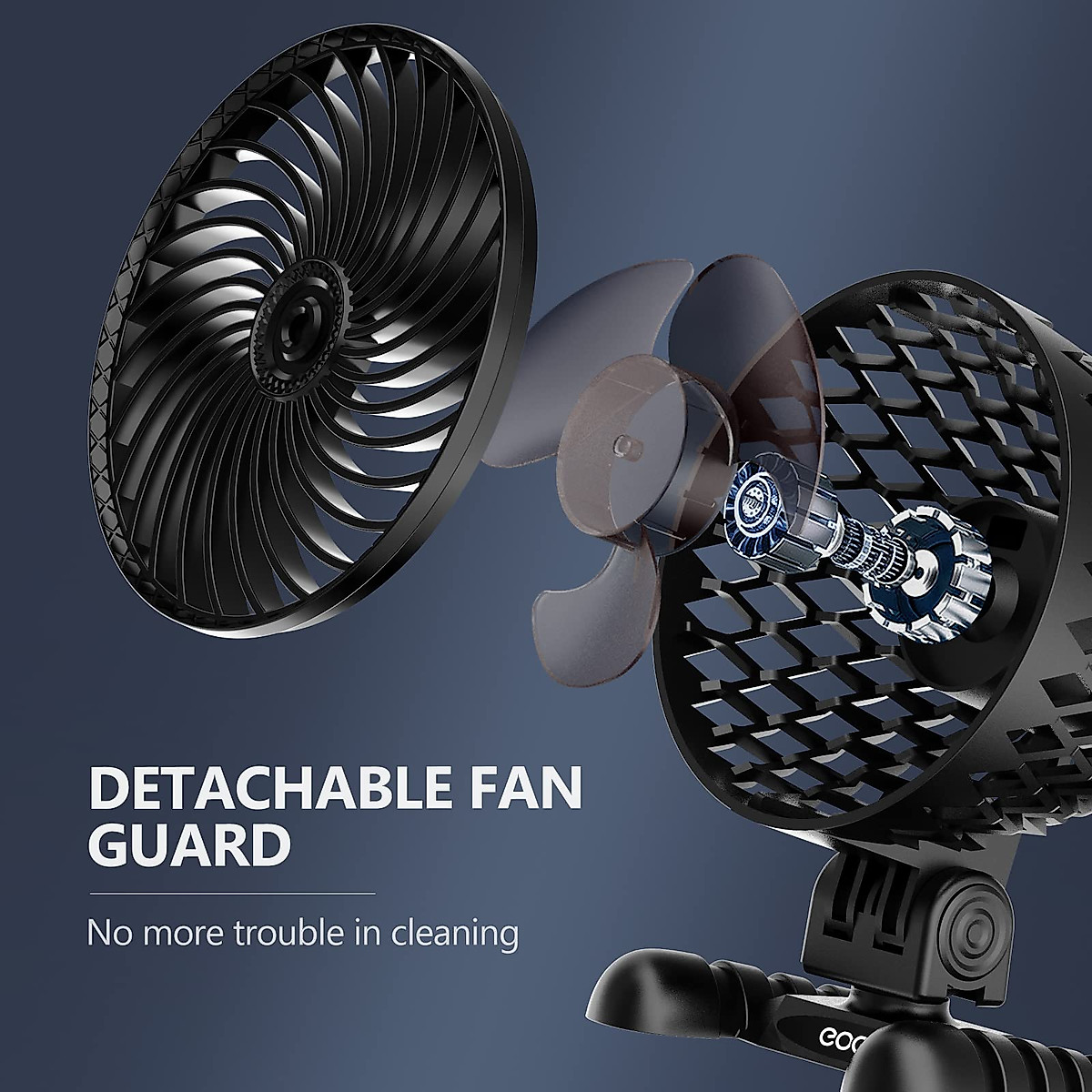 EOGD 2022 Newest USB Desk Fan with Stepless Speed Control, 4.2" Desk Fans Small Quiet Personal Fan with Strong Wind Up To 12MPH, 360° Rotatable Mini Table Fan With Removable Fan Guard (Grey)