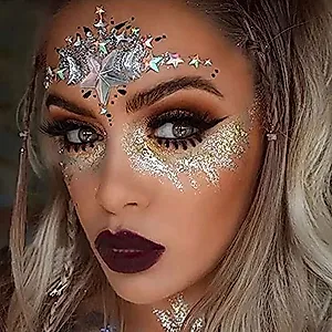 Stars Moon Face Gems Jewels Stick on Face Makeup Eyes Gems Crystal Rhinestones Sticker Gift for Women Accessories Costume Temporary Tattoos