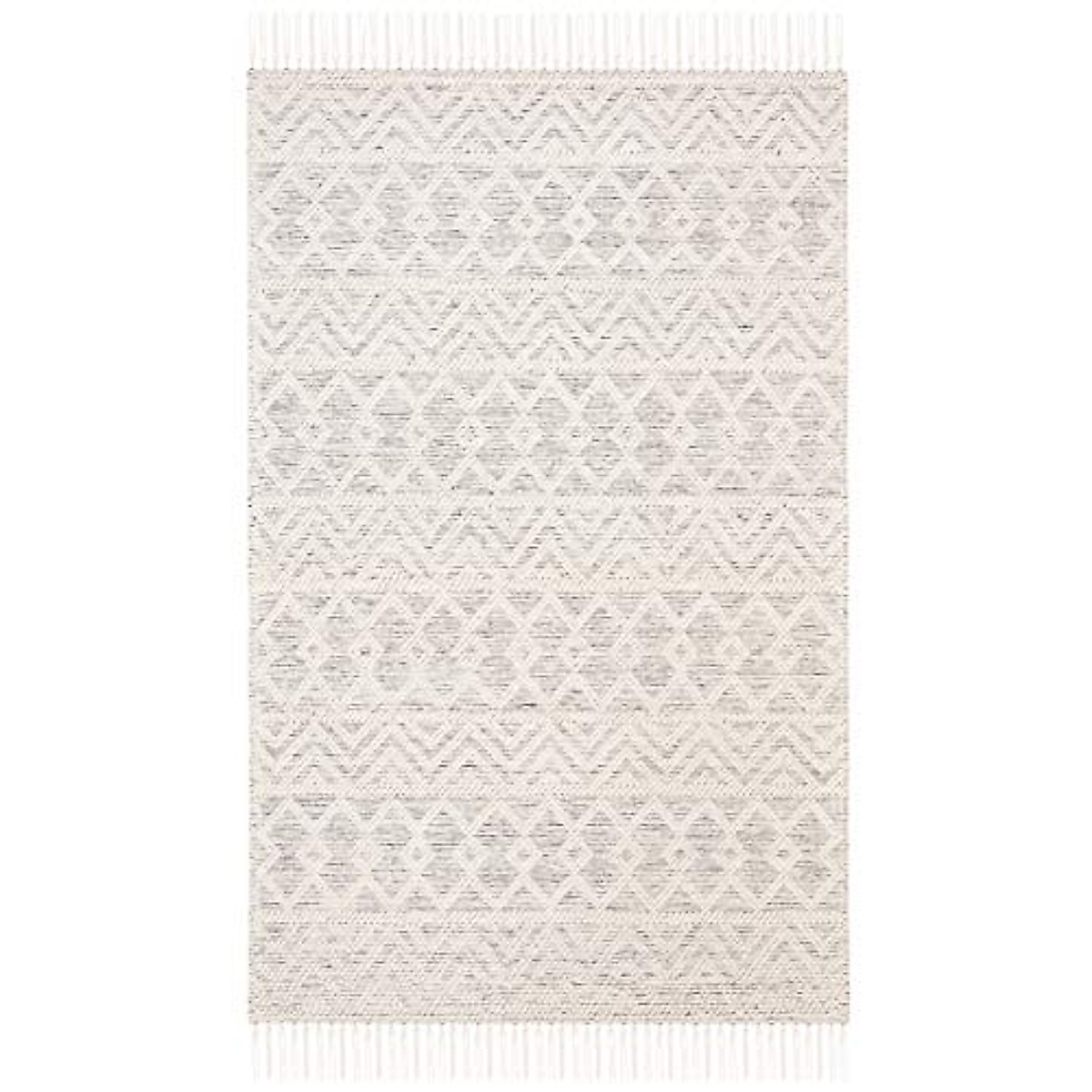 SAFAVIEH Natura Collection Accent Rug - 4' x 6', Ivory & Black, Handmade Boho Fringe Wool, Ideal for High Traffic Areas in Entryway, Living Room, Bedroom (NAT353A)