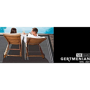Gertmenian Indoor Outdoor Classic Flatweave Area Rug, Stain & UV Resistant Carpet, Deck, Patio, Poolside & Mudroom, 8x10 Ft Large, Abstract Border, Dark Grey White, 22947