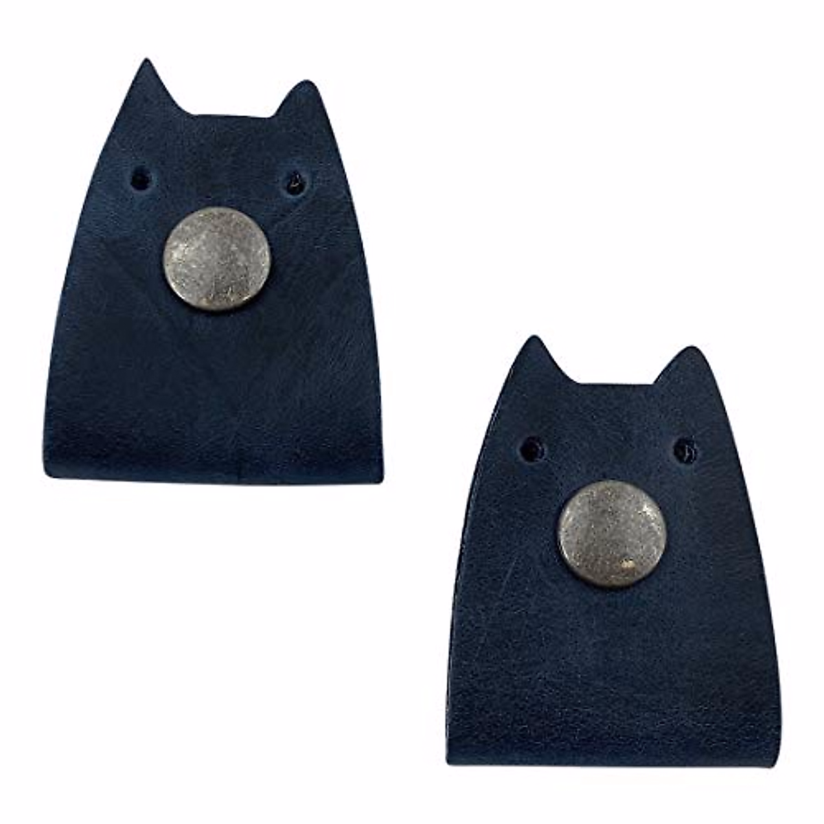 Taco Dog, Cat Cord Keeper Handmade from Full Grain Leather - Wrap Up Your Cables, Earbuds, Headphones, Chargers - Clip The Snaps Together for Easy Management and Travel - 2 Pack (Slate Blue)