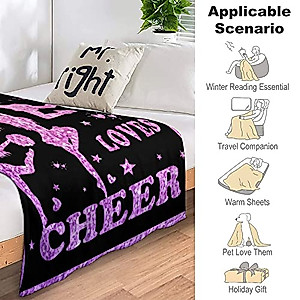 Just A Girl Who Loves Cheer Throw Blanket 50"X40" Soft Flannel Blankets for Bed Couch Plush Cozy Blanket for Adults Kids Micro Fleece Throws