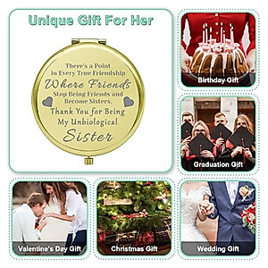 Friendship Gifts for Women Compact Makeup Mirror Friend Gifts Bestie Gifts Sisters Gifts for Best Friend Folding Makeup Mirror Christmas Graduation Wedding Gift for Her BFF Female (Gold)
