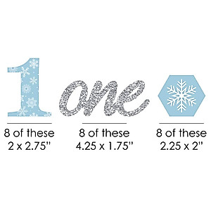 Big Dot of Happiness Onederland - Paper Straw Decor - Holiday Snowflake Winter Wonderland Birthday Party Striped Decorative Straws - Set of 24