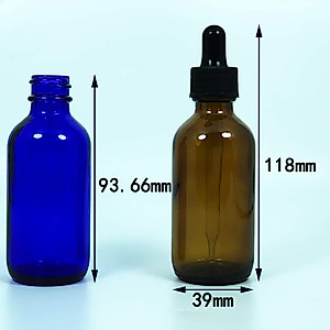 Bioll 60ml (2 oz) Glass Dropper Bottle.Essential Oil Bottle With Glass Eye Droppers.For Lab Chemicals,Alcohol,Sterilize Water,Perfumes Bottles-12Pack (Blue)