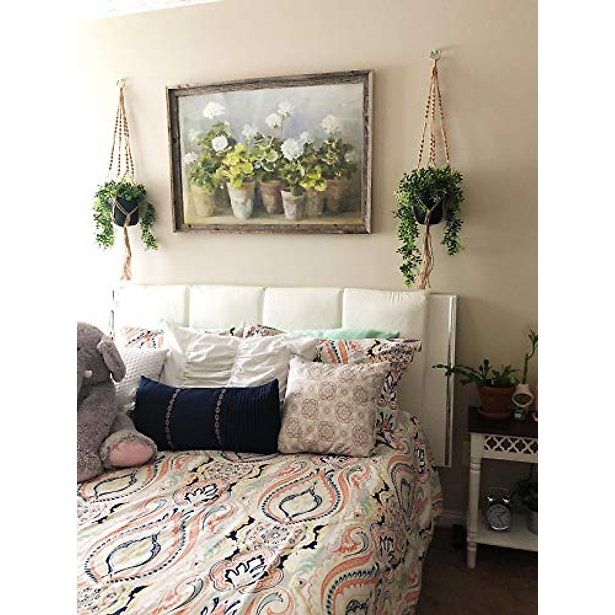 Mkono 2 Pack Macrame Plant Hangers Indoor Hanging Planter Basket Decorative Flower Pot Holder Jute Rope for Indoor Outdoor Home Decor 4 Legs 40 Inch, Brown