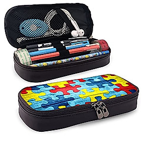 Colorful Autism Awareness Puzzle Backpack 3 Piece Set School Bag Bookbag with Lunch Box And Pencil Case Set for Boys Girls