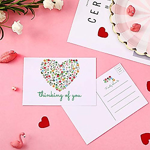 Outus 50 Pieces Thinking of You Postcards Bulk Blank Greeting Cards Floral Missing You Greeting Cards for Friendship Love Encouragement and Support