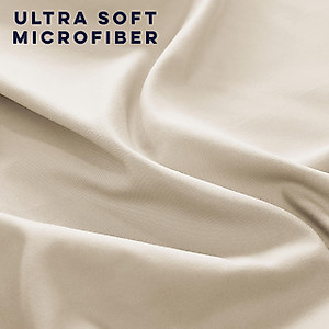 Casual Living Full Sheets Set 6 Piece Cooling Bed Sheets with 4 Envelope Pillowcases Soft Microfiber Deep Pocket Hypoallergenic Machine Washable Bedding Set for Guest or Master Bedroom, Full, Beige