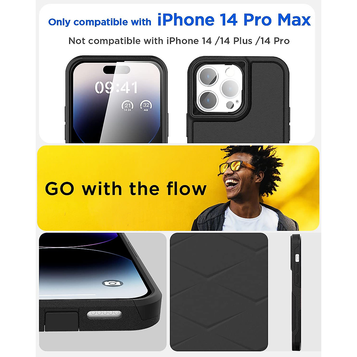 AICase for iPhone 14 Pro Max Case with Glass Screen Protector+Camera Lens,Heavy Duty Drop Protection Full Body Rugged Shockproof Military Protective Tough Durable Cover for iPhone 14 Pro Max 6.7"_8