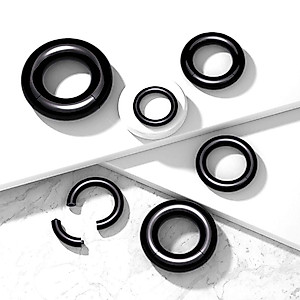 Luxe Modz BodyJewelryOnline PAIR of Black Acrylic Segment Rings, Captive Bead, 8 Gauge (1/2” 16mm) Thickness, Hypoallergenic, Nickel-Free, Stylish, Super LightWeight