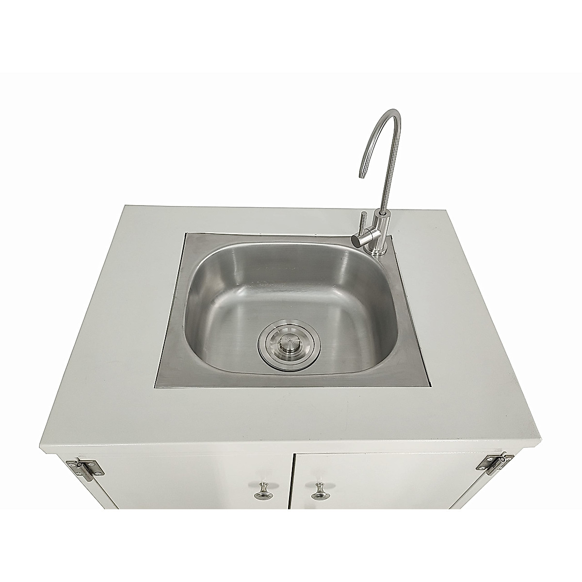 Steel Cabinet Portable Sink Self Contained Hand Wash Station Mobile Sink Water Fountain Water Supply 110V/12V Powered Built-in Pump Water Jugs NOT Included 24 X 18 X 30" Cabinet Size 10094-NPF