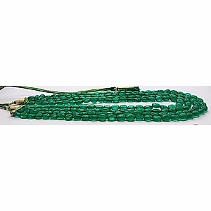 Z.A Gems Natural Green Jade Oval Shape Beads 4 Strands - 8X10 mm Round Beads - Natural Gemstone Beads for Jewelry Making Strand 24 Inch.