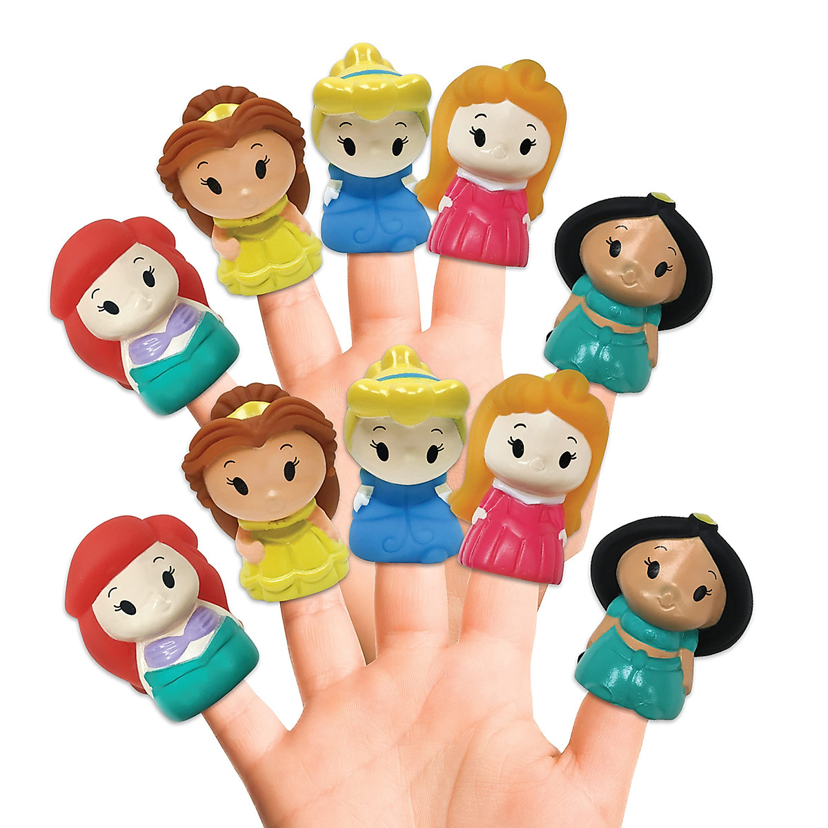 Disney Princess 10 Pc Finger Puppet Set - Party Favors, Educational, Bath Toys, Story Time, Floating Pool Toys, Beach Toys, Finger Toys, Playtime