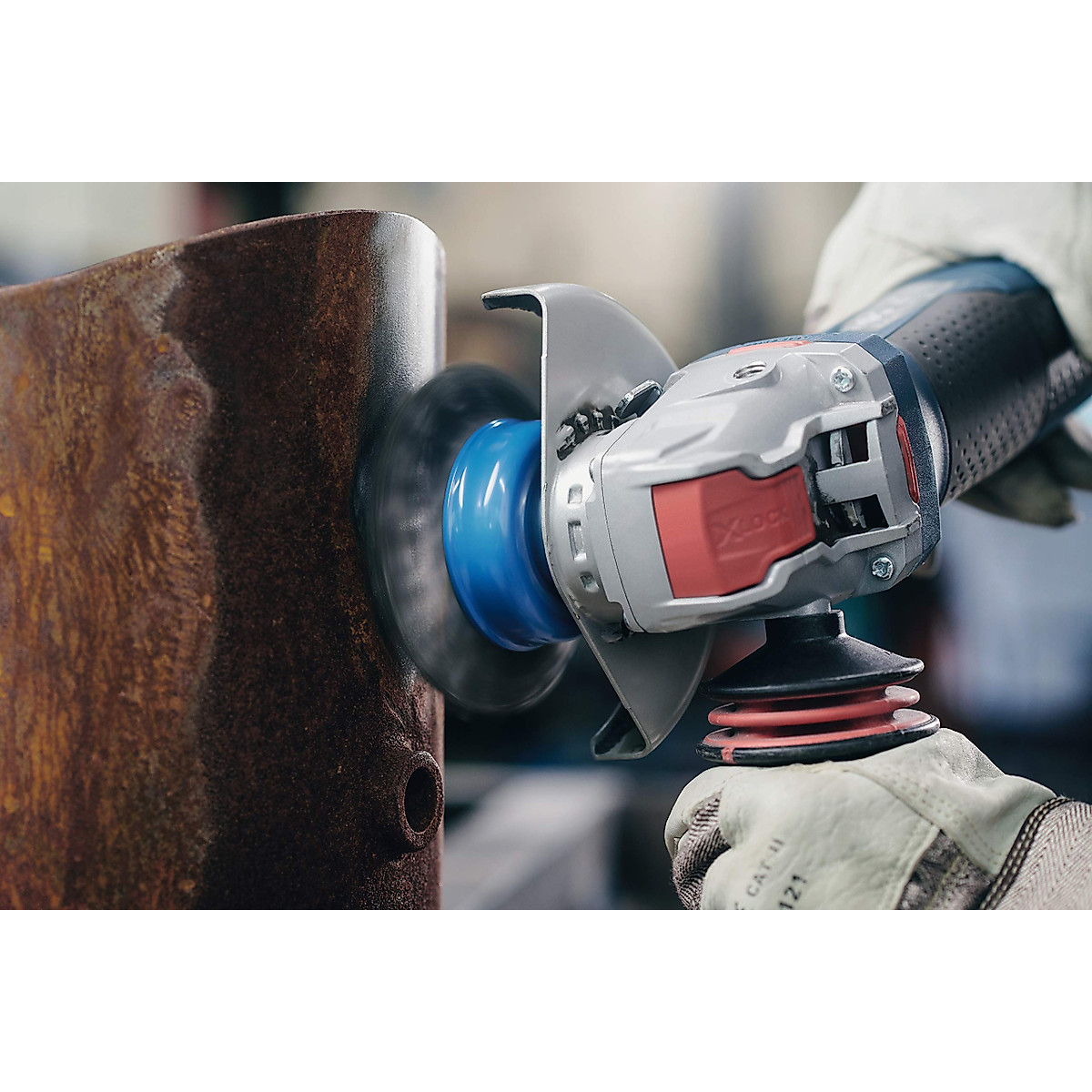 BOSCH WBX329 3 In. X-LOCK Arbor Stainless Steel Knotted Wire Single Row Cup Brush For Applications in Removing Weld Scale, Burrs and Corrosion, Preparing Painting Surfaces