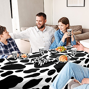 durony 169 Pieces Cow Print Party Tableware Serves 24 Include Party Plates Spoons Forks Knife Cups Napkins Cow Print Farm Animal Birthday Supplies for Baby Shower Farm Cow Themed Decorations