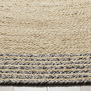 SAFAVIEH Cape Cod Collection 4' Round Ivory / Steel Grey CAP204C Handmade Braided Jute Area Rug