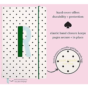 Kate Spade New York Take Note Large Polka Dot Leatherette Initial Notebook, Bound Journal Includes 168 Lined Pages and Bookmark, R (Green)