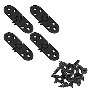 Piutouyar 4PCS Butler Tray Hinge Black, Heavy Duty Folding Flip Top Hinge 180 Degree Round Edge Hinge for Folding Tables Sewing Machine Table Furniture Accessories 3.1inch x 1.16inch