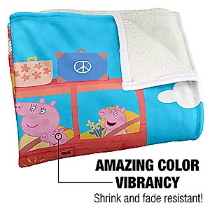 Peppa Pig Blanket, 50"x60" Road Trip with The Family Silky Touch Sherpa Back Super Soft Throw Blanket