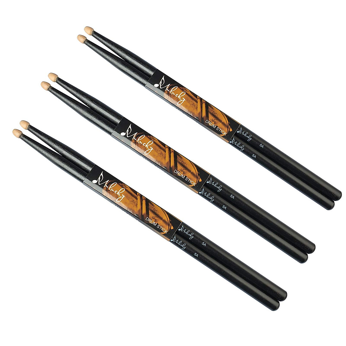 Mulucky 5A Drum Sticks Classic Maple Wood Drumsticks With Carrying Bag - 3 Pair Pink