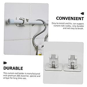 DOITOOL 6pcs Nail-Free Towel Bar Clip Wall Mount Clothes Rack Curtain Hooks Shower Curtains Hooks Nail Free Curtain Rod Hooks Adhesive Nail Free Adjustable Curtain Rod Holder Rod Support