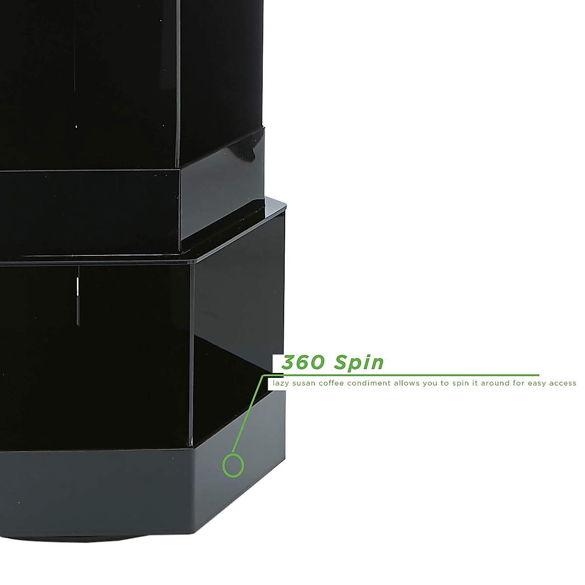 Mind Reader SETT-BLK 18 Compartment 3-Tier Large Breakroom, Lazy Susan Coffee Condiment Organizer, Black, One Size