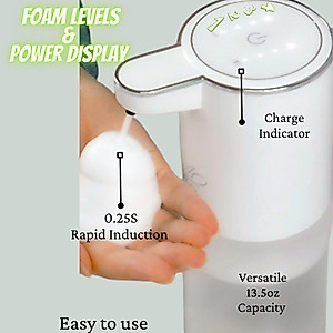 AbbyPearl Empire Automatic Foaming Soap Dispenser, Touchless, Rechargeable, Kids Soap Dispenser with 4-Level Adjustable Foam, Non-Drip Spout – Hands Free Soap Dispenser for Home and Kitchen, 400ml