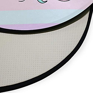 Round Area Rug Non-Slip Large Circle Rugs 3-Feet Diameter for Living Room Bedroom Beautiful Modern Microfiber Soft Carpet Machine Washable Floor Mat Home Decor (Rainbow Unicorn)