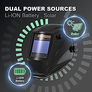 TOPDC Large Viewing Screen 3.94" x 2.64" Auto Darkening Welding Helmet, Solar/Battery Powered Welder Mask, Weld Hood 4 Arc Sensor Wide Adjustable Shade DIN 4/5-9/9-13 for MIG, TIG, ARC