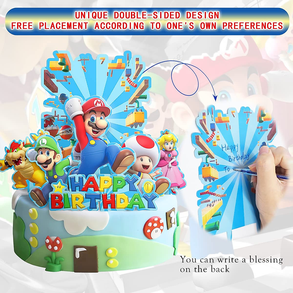 Party Decorations for Marrriio Cake Topper Set Birthday Party Supplies Decor, 7 counts