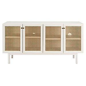 Safavieh Home Collection Piran White and Gold 4-Door 2-Shelf Media (65-inch Flat Screen) TV Stand