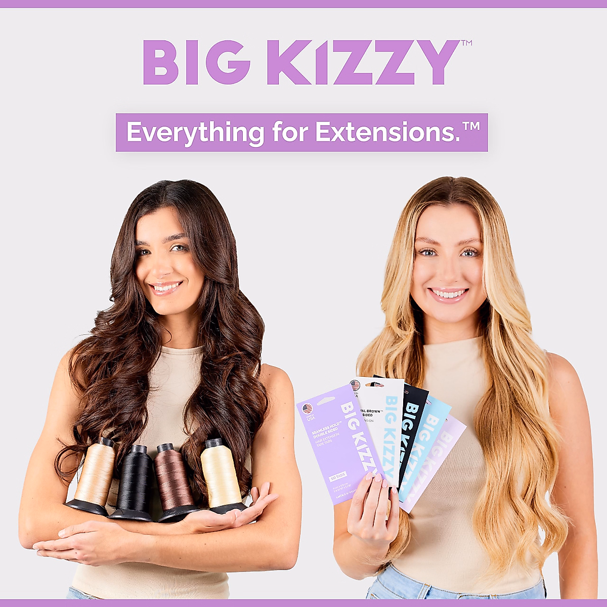 Big Kizzy Hair Extensions Tape - Regular Hold - Fits Most Tape in Hair Extensions, 4cm x .8cm Tape for Extensions, Professional Double Sided Extension Tape