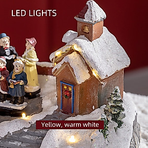 HOMCOM Christmas Village, Choir Animated Winter Wonderland Set with Multicolored LED Light, Battery Operated Christmas Decoration