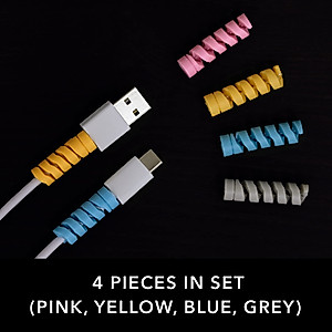 Artefact Cable Protector (4-Pack) - Charger Protectors - Cord Protector - Cord Saver Compatible for iPhone, iPad, MacBook
