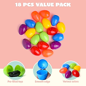 JOYIN 18 Pcs Jumbo Easter Eggs Filled with Die-cast Vehicles, Pull Back City Cars and Trucks Toy Prefilled Egg for Kids Basket Easter Stuffers, Party Favors and Easter Eggs Hunt