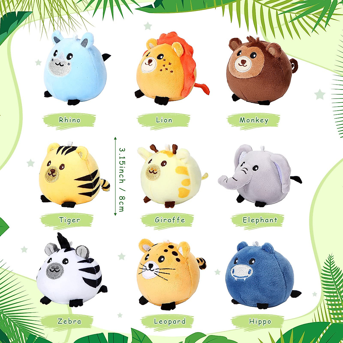 Skylety 9 Pcs Mini Plush Stuffed Animals Bulk 3.15 Inch Cute Soft Decompress Animals Plush Toys for Kids Baby Shower Birthday Charity Donation Gifts Classroom Prizes(Forest Animals)