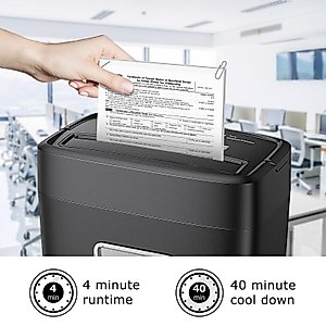Bonsaii Paper Shredder, 8-Sheet Crosscut Shredder with 4.2 Gallon Bin Shred Credit Card/Mail/Staple/Clip, P-4 Security Level Document Shredder with Handle for Home Office (C261-C)