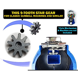 9 Point Drive Gear Wheel for Classic Gumball Machine Coin Mechanism - 9 Teeth Sprocket Gear for Coin Mechanism of Gumball Vending Machines. 9 Tooth Gear Wheel Gumball Machine Replacement Part - (3pc)