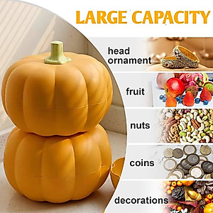 Large and Small Candy Jar Set, Plastic Pumpkin Jar with Cover Thanksgiving Decor Pumpkin Candy Dish with Lid Pumpkin Candy Bowl Fall Decorative Vintage Food Snacks Storage Container for Sugar Cookie