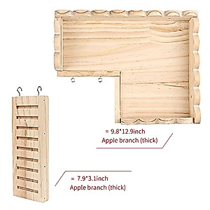 antiai Wooden Hamster Toys Guinea Pig Platform with Climbing Ladder,Hamster Wood Desk Stand Habitat Decor,Chinchilla Rat Squirrel Rabbit Guinea Pig Small Animal Cage Accessories(Large)