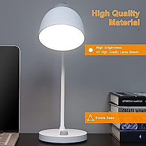 PULRELAS Cordless LED Desk Lamp, Gooseneck Table Lamp, Knob Dimming Desk Light, Rechargeable Eye-Caring Study Lamp for Home Office.