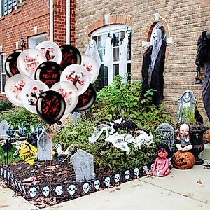 45 Pieces 12 Inch Blood Splatter Balloons, Bloody Handprint Footprint Zombie Latex Balloons Halloween Scary Party Decoration for Halloween Vampire Zombie Scary Haunted House Crime Scene Party Supplies