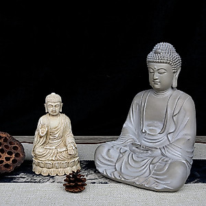 Exqelf Buddha Statue, Praying Buddha Decor Figurine, Meditating Buddha Serene Decorative Figurine for Home Office Desktop Outdoor Garden Yard Decoration, Yoga Zen Décor(Small)