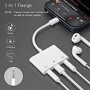 LecLooc USB C to 3.5mm Audio Adapter, 3 in 1 USB C to Dual 3.5mm Audio Jack and PD 60W Fast Charging Fit with Galaxy S22 Ultra S21 S20+ Ultra, Note 20/10,Pixel 7 6 5 4XL 3 XL 2XL,iPad Pro