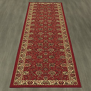 Ottomanson Ottohome Oriental Design OTH2130 Merge Collection, 2'7" x 9'10", Red-Legacy, 9 Foot