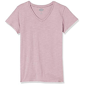 Dickies womens Short Sleeve V-neck T-shirt Work Utility T Shirt, Mauve Shadows, Large US