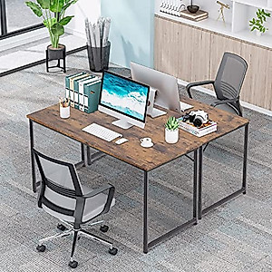 PayLessHere 39 inch Computer Desk Modern Writing Desk, Simple Study Table, Industrial Office Desk, Sturdy Laptop Table for Home Office, Brown